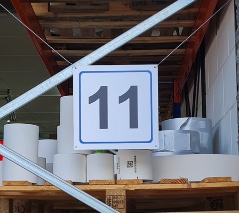 Custom made warehouse area and aisle location signs | ONE2ID