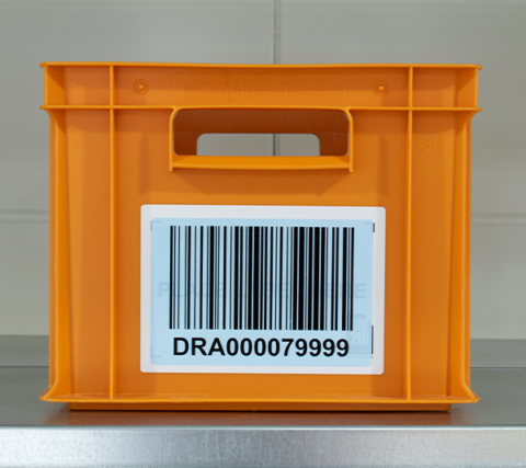 Place label here labels for plastic crates and bins | ONE2ID